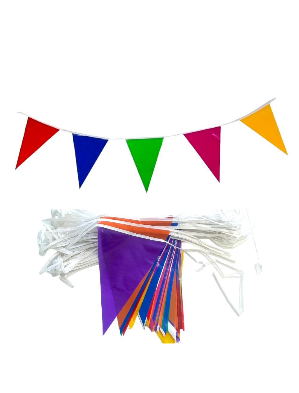 BANDERIN PLASTICO COLOR SURT X10MT - Piñatería El Río | somosElHueco